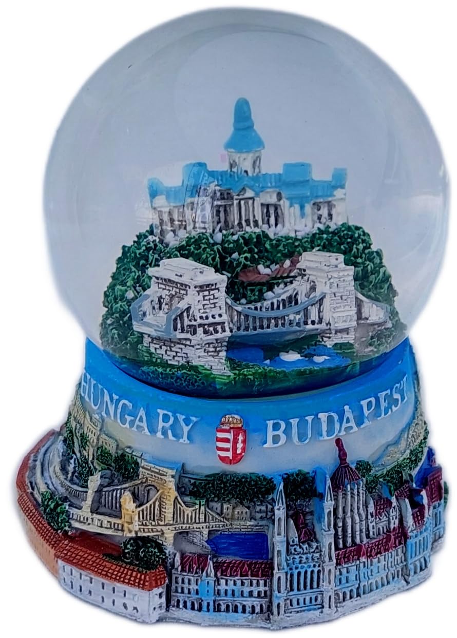 New Souvenir Snowdome Hungary Budapest Snowglobe Chain Bridge Buda Castle