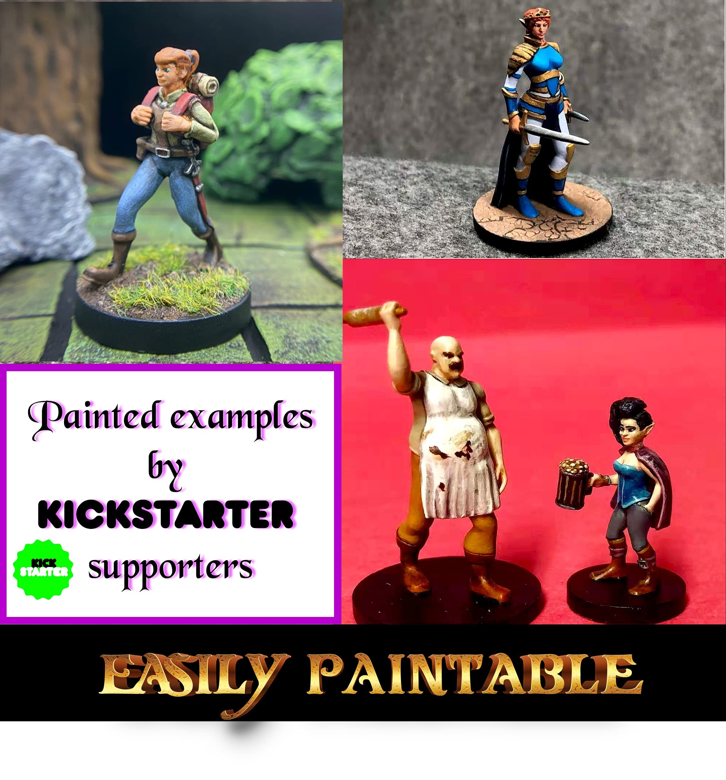 Newcombie Wildspire 58 Fantasy Miniatures Set Townsfolk Characters for DND Miniatures Bulk 28mm Dungeons and Dragons Miniatures | for DND Minis and D&D Miniatures I Character Sheets & Quests