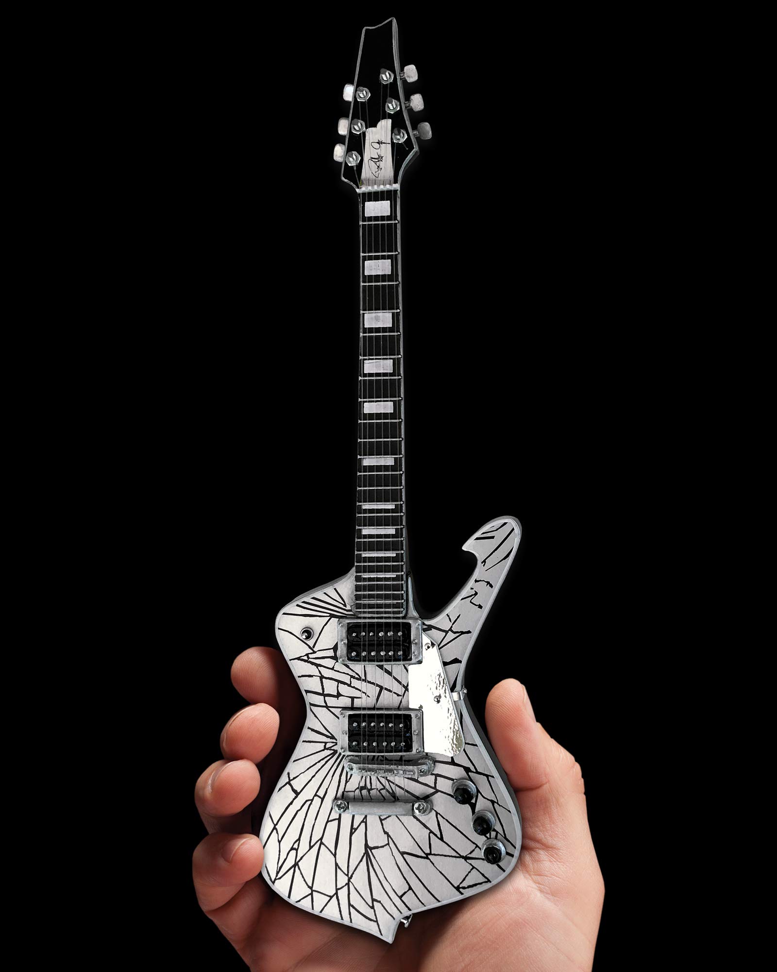 Fan Merch KISS Paul Stanley Replica Cracked Mirror Iceman Miniature Guitar Model Officially Licensed