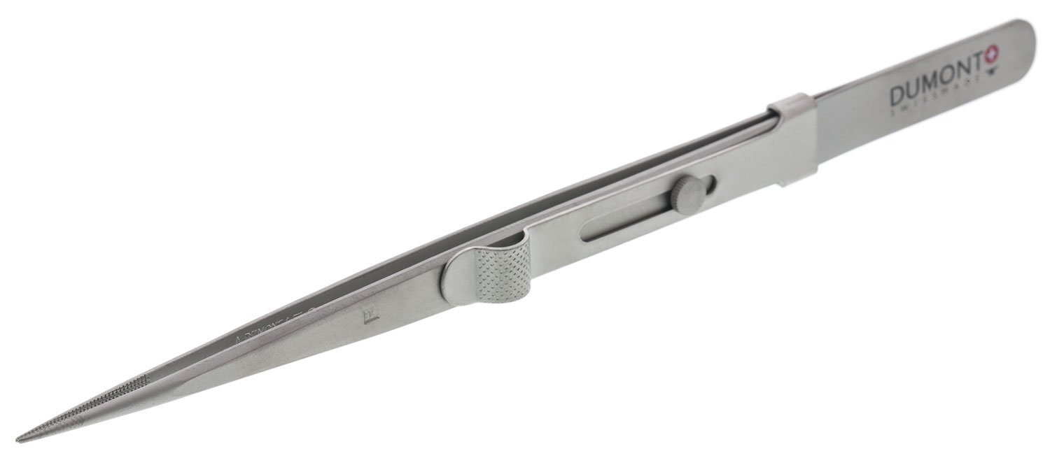 Original Dumont Diamond Tweezers, Stainless Steel Matte, Fine Point Locking | TWZ-101.72