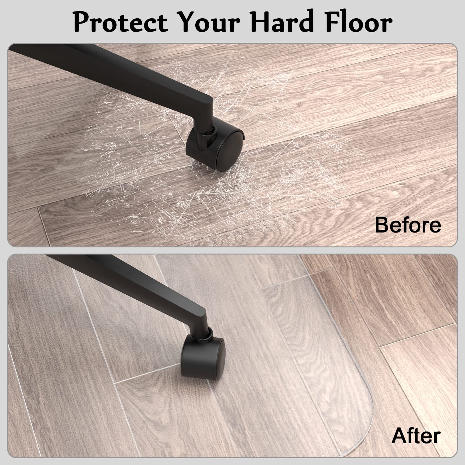 Blvornl Office Chair Mat for Hard Wood Floor, Sturdy Plastic Protector Floor Mat for Office Chair, Rectangle Transparent PVC Computer Hard Floor Chair Mat for Desk, Office, Home (Clear, 35.5 X 48in)