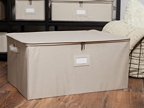 Covermates Keepsakes - Zip-Top Storage Box - Heavy Duty Polyester- Reinforced Handles - Stackable Design - Indoor Storage-Beige Heather
