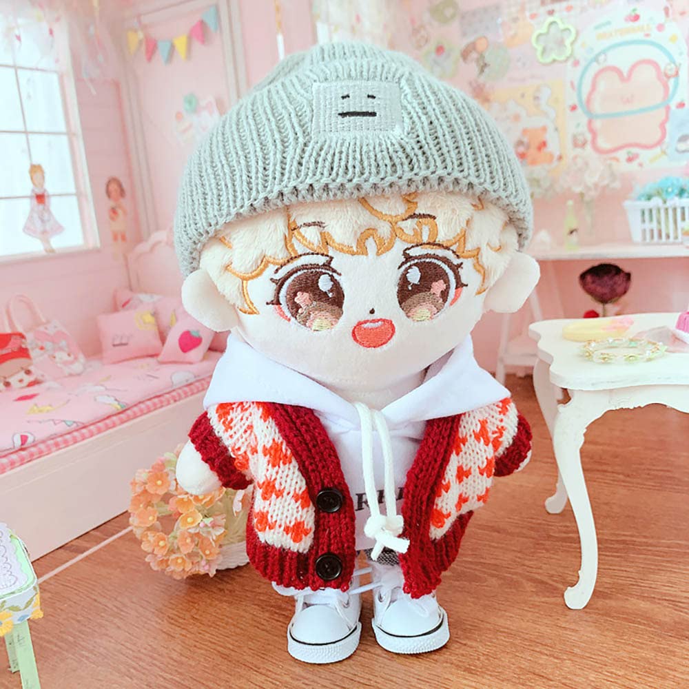 niannyyhouse Sweater Suit 4-Piece Set Dress Up Hat Jeans Hoodie 7.8in(20cm) Plush Doll Clothes Accessories