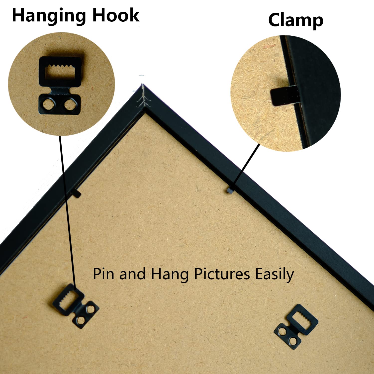 BOANKODU 11x14 Picture Frame Set of 2, Made of High Definition Transparent Plastic for 8x10 with Mat or 11x14 Without Mat, Wall Mounting Photo Frame, Black
