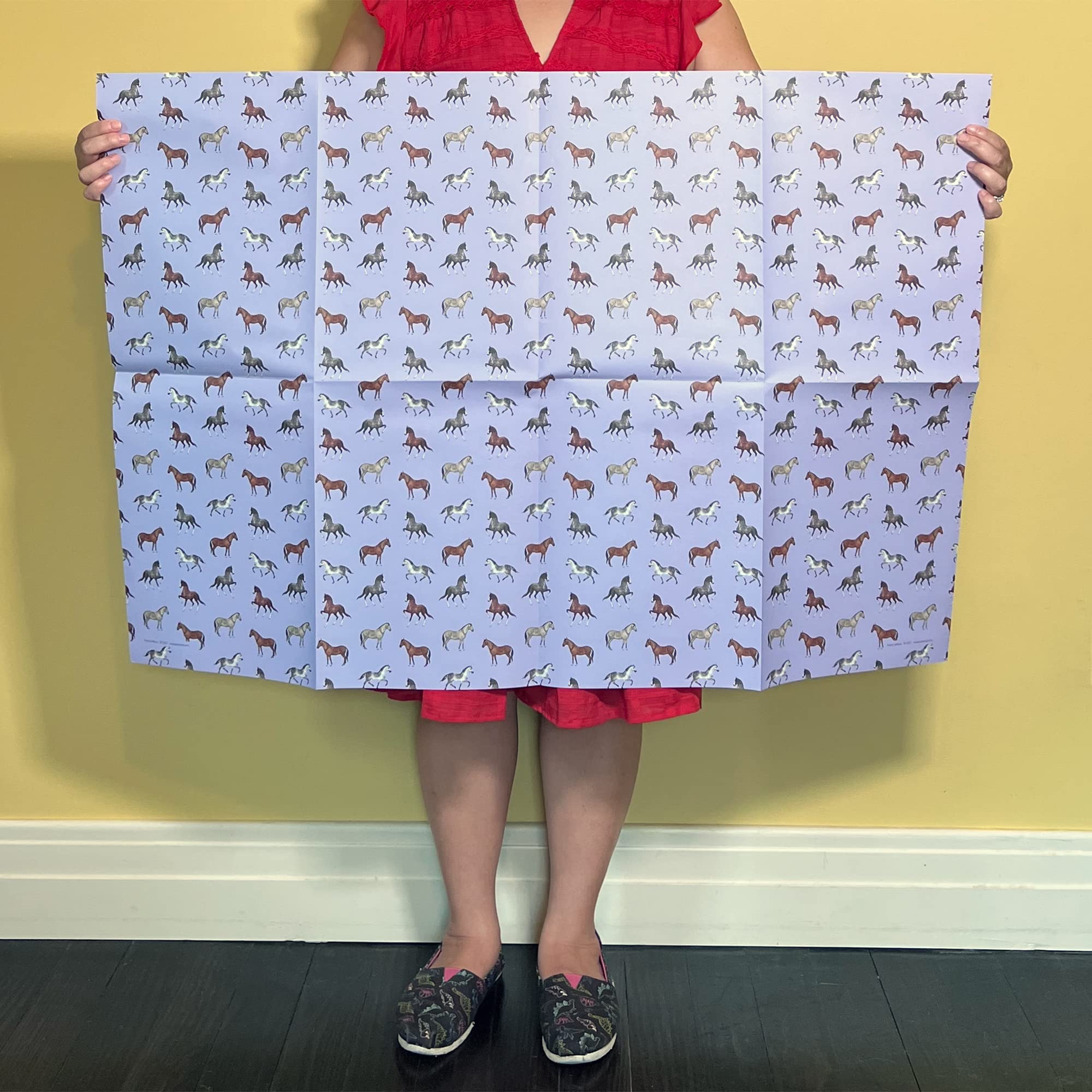 REVEL & Co Equus Horse Birthday Gift Wrap by Hoot LeRoux—Horse Wrapping Paper Folded flat, 27 x 39 inches