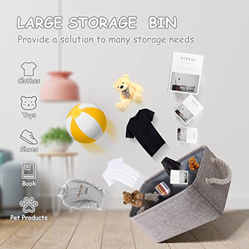 TheWarmHome Large Storage Bins- Storage Baskets for Organizing Shelves, Basket Organizer for Closet Bookshelf Dog Toy Nursery Baby Clothes Laundry Home Organization, Fabric Storage Cubes W/Handles