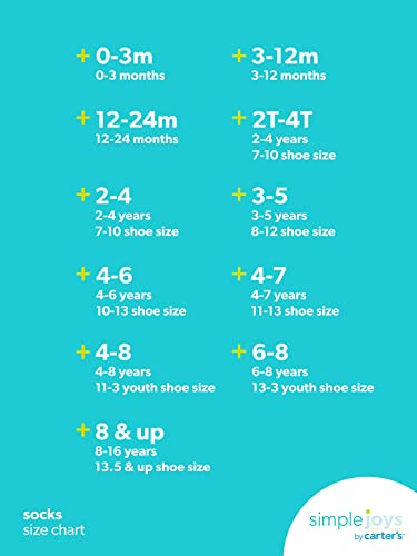 Simple Joys by Carter's Baby Girls' Socks, 12 Pairs, Pink/Purple/Mint Green, 3-12 Months