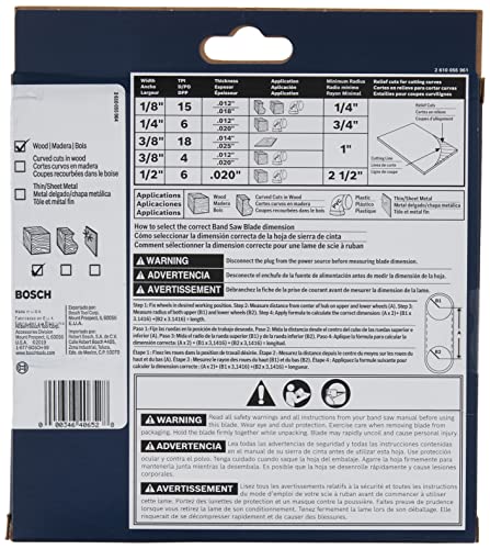 BOSCH BS5912-6W 59-1/2-Inch X 1/4-Inch X 6-Tpi General Purpose Stationary Band Saw Blade