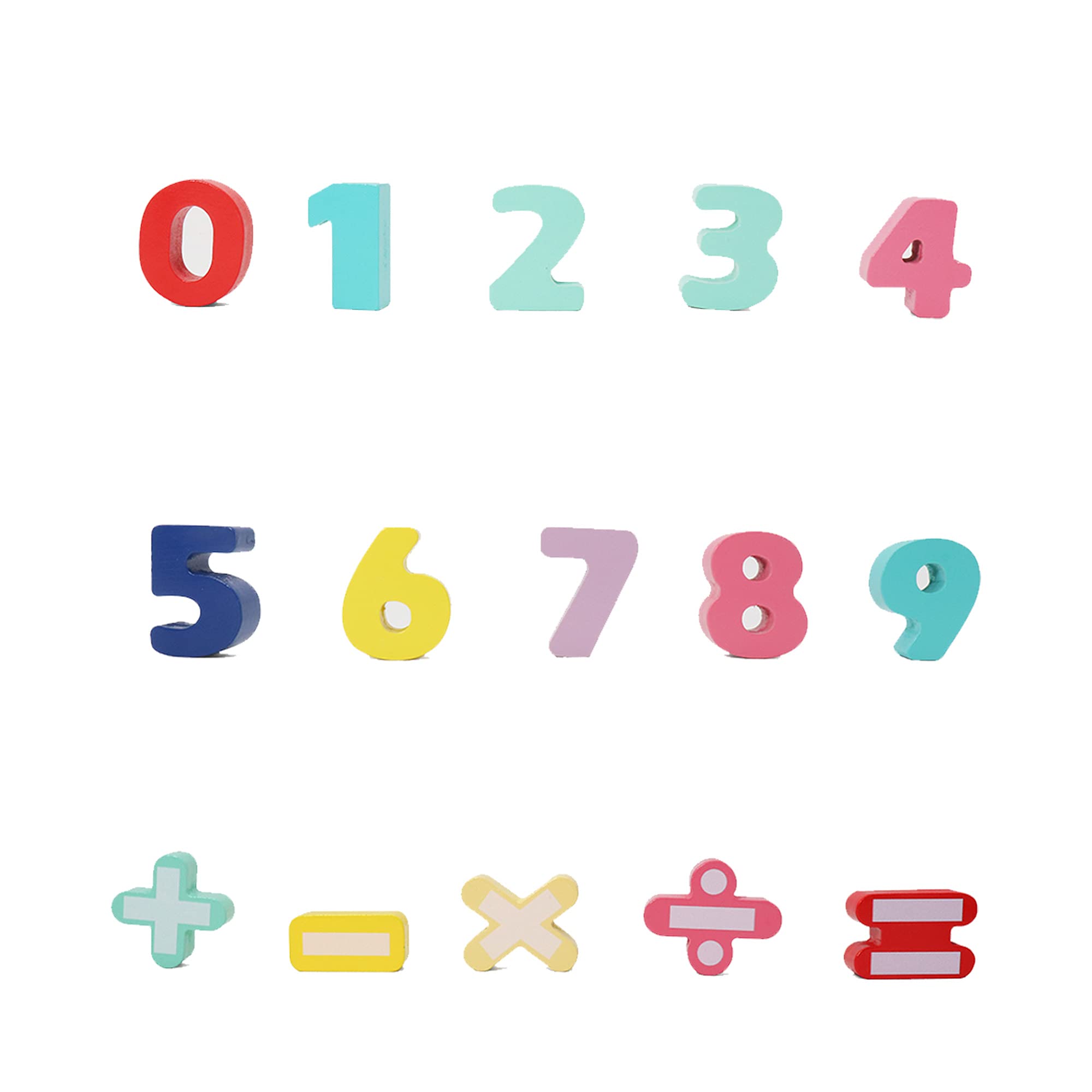 LEO & FRIENDS: Wooden Chunky Number Math Puzzle - 26pc, Colorful Play & Learn Toy, 0-9, Addition-Subtraction-Multiplication- Division, Kids Ages 3+