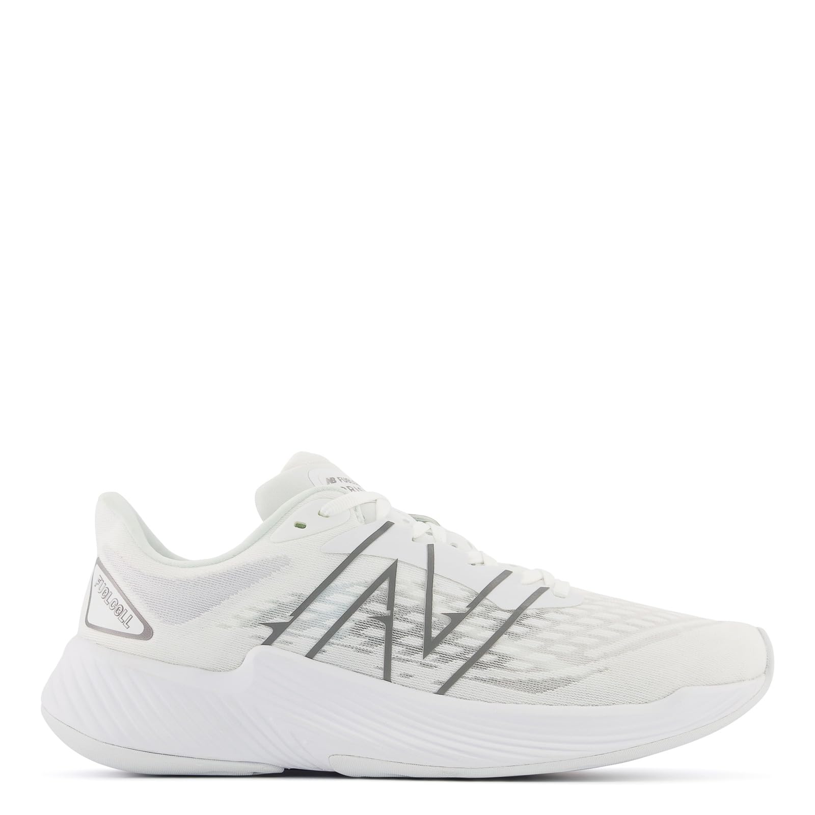 New Balance Men's FuelCell Prism V2 Running Shoe, White/Dark Silver Metallic/Black Metallic, 11 Wide