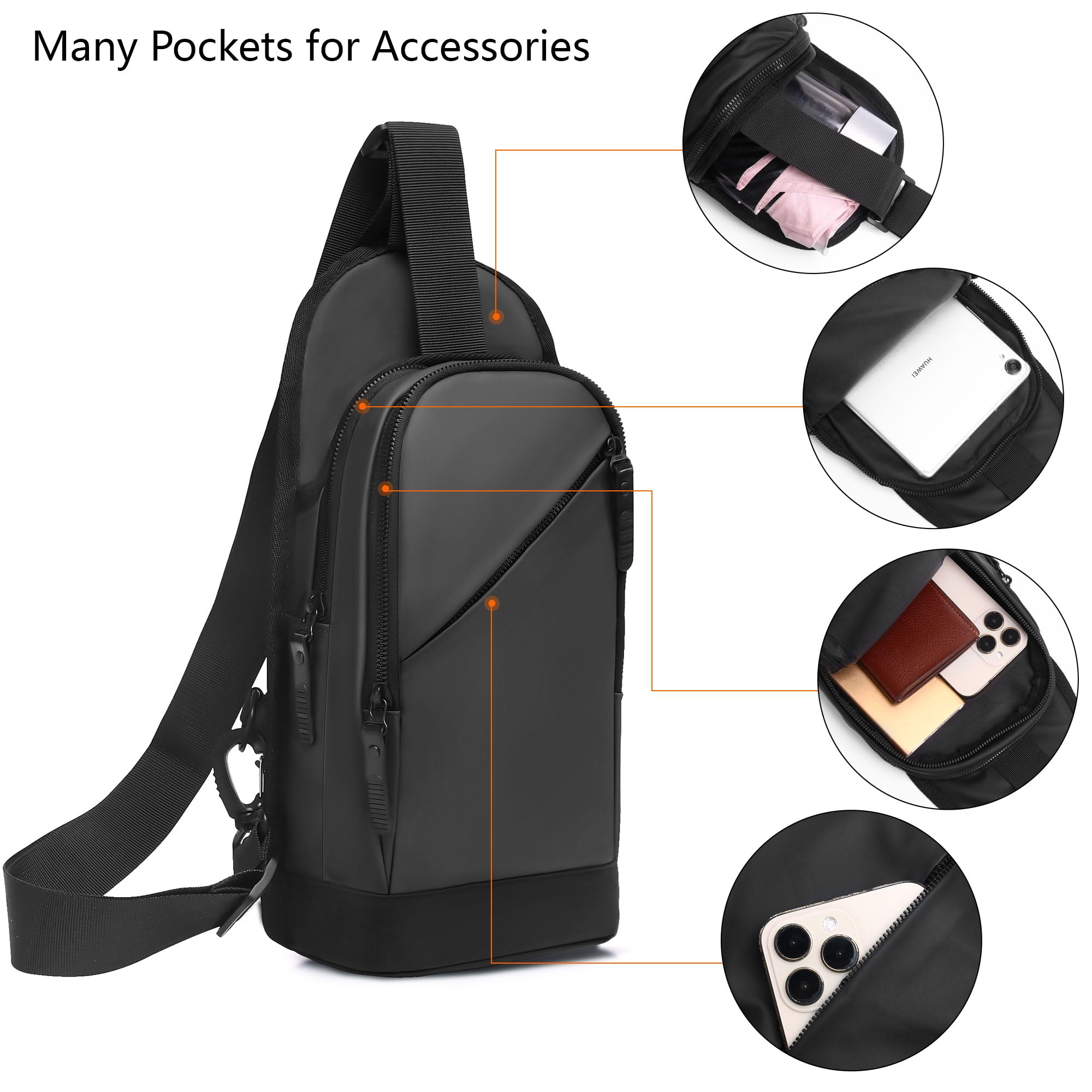 bluaqua Small Sling Crossbody Backpack Shoulder Bag for Men Women, Lightweight One Strap Chest Bag Daypack for Hiking Walking Biking Travel Cycling