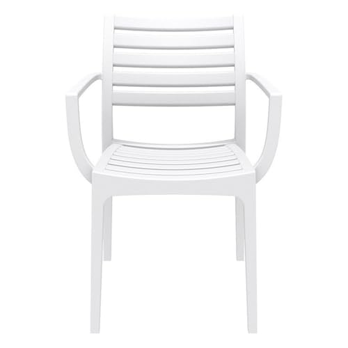Compamia Artemis Outdoor Patio Dining Arm Chair in White (Set of 2)