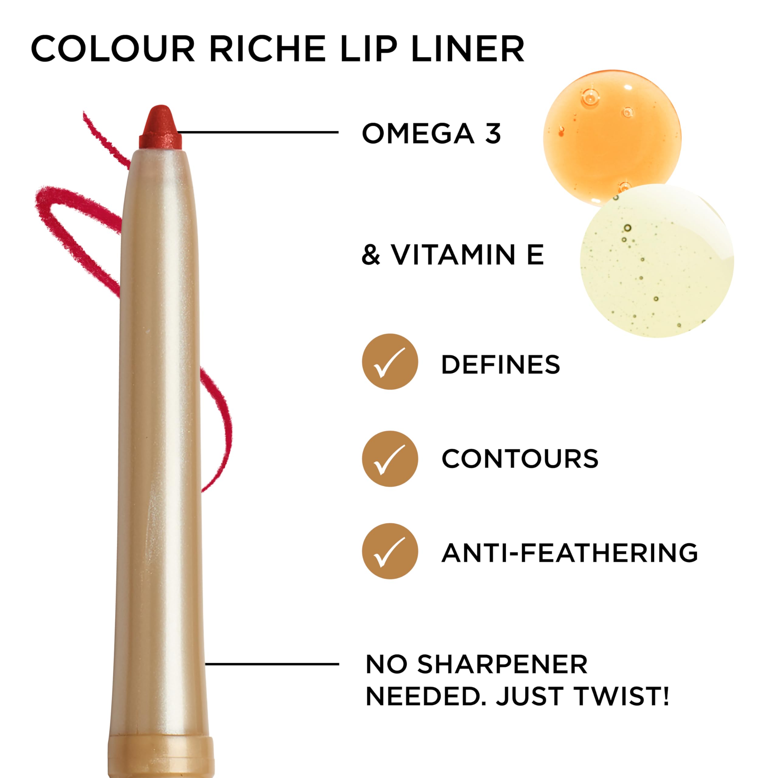 L’Oréal Paris Colour Riche Lip Liner Pencil, Creamy Lip Liner with Omega 3 and Vitamin E, 783 More Chocolate (Brown)