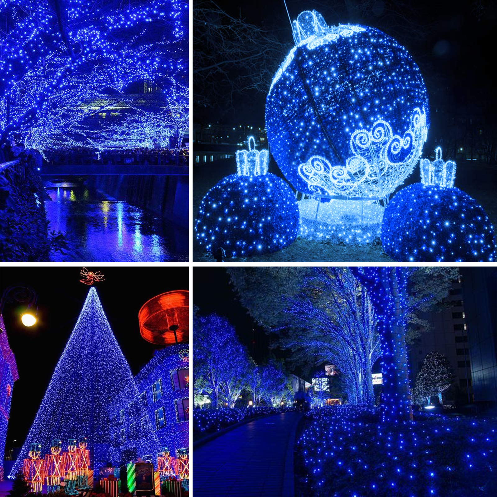 Blue 144FT Solar Fairy Lights 2-Pack Each 72ft 200 LED Solar String Lights, 8 Lighting Modes Solar Lights Outdoor Decorative (Blue)…