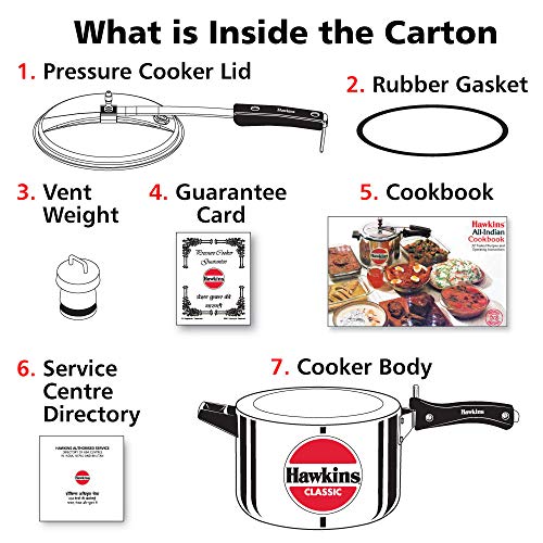 HAWKINS Classic CL50 5-Liter New Improved Aluminum Pressure Cooker, Small, Silver