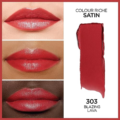 L’Oréal Paris Colour Riche Original Creamy, Hydrating Satin Lipstick with Argan Oil and Vitamin E, Blazing Lava , 1 Count