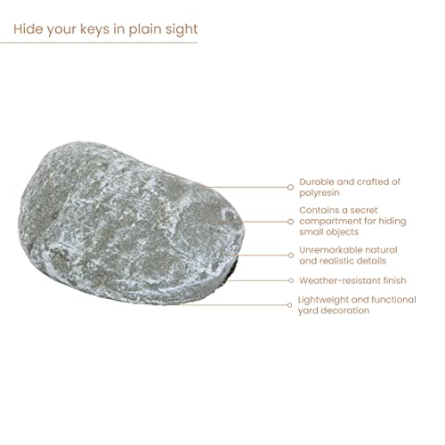 Bits and Pieces - Hide-A-Key Stone Safe Gadget - Fake Rock Spare Key Hider - Weather Resistant Yard Decorations - Decorative Garden Stones