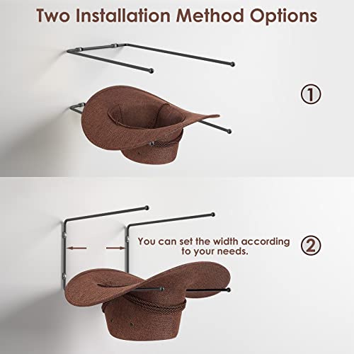 Cowboy Hat Rack - 6 Pcs Cowboy Hat Holder Organizer for Wall Décor Keeps Original Shape of Hat Black Western DIY Hat Display Storage (Without Boards)