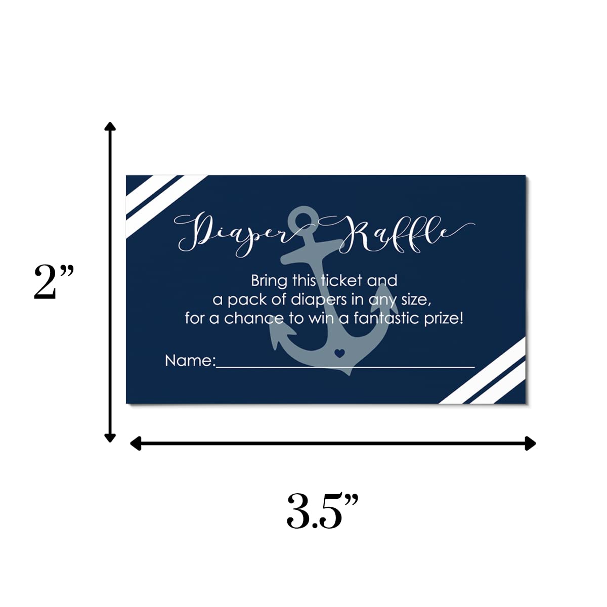 Paper Clever Party Nautical Diaper Raffle Tickets (25 Pack) Boys Baby Shower Games for Drawing Prizes - Invitation Insert Guests to Fill-In β Anchor Theme Blue - 2x3.5 Printed Card Set