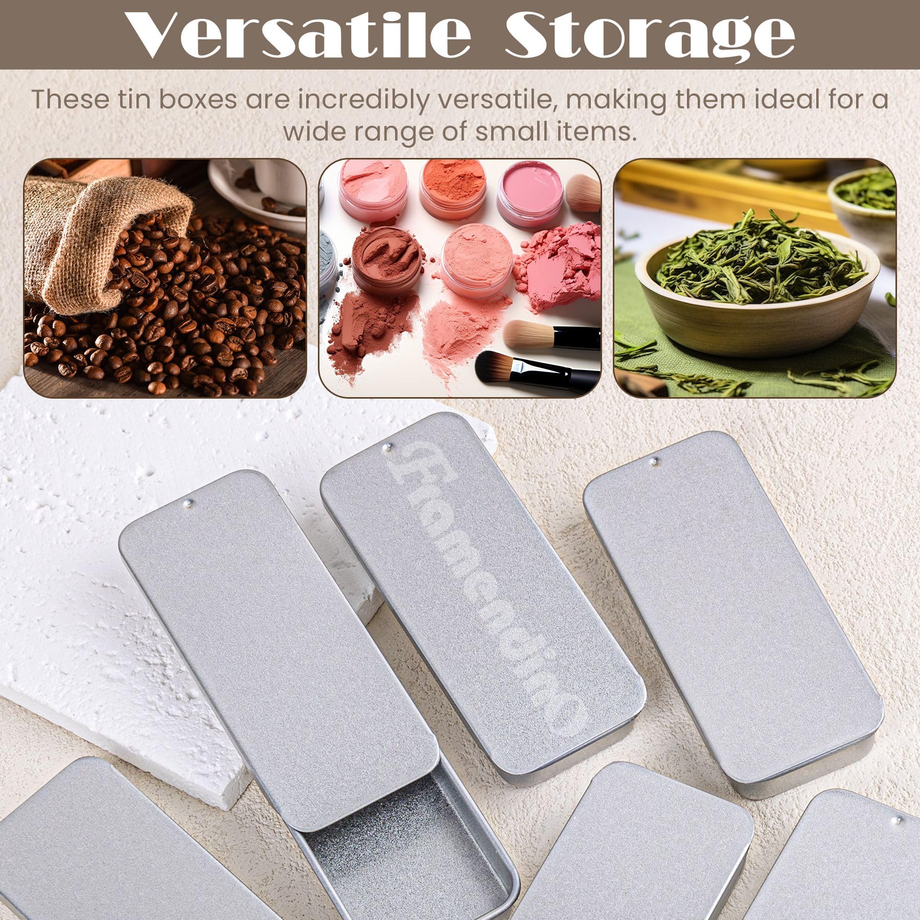 Framendino, 40 Pack Small Slide Top Tin Lip Balm Tins with Lids Mini Rectangular Metal Tins Containers for Jewelry Crafts Wedding Jewelry Lip Balm Container Cosmetic Organizer