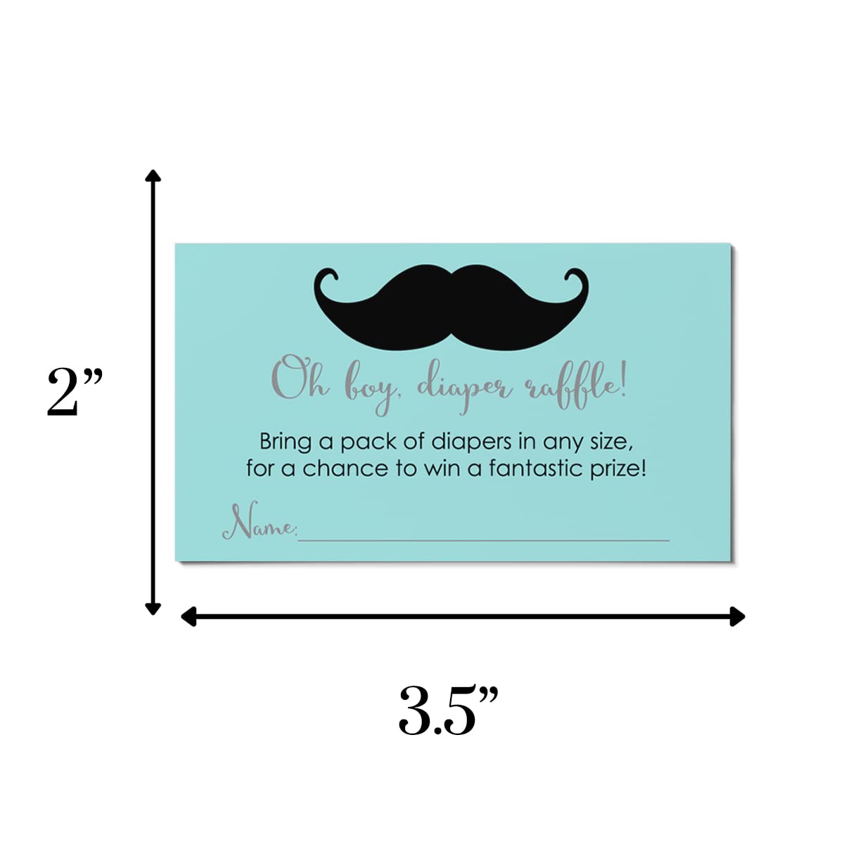 Paper Clever Party Mustache Diaper Raffle Tickets (25 Pack) Boys Baby Shower Games – Invitation Insert Card Set - Size 2x3.5