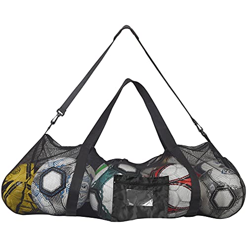 Athllete Extra-Large Heavy-Duty Soccer Ball Bag (34β X 24β) with Comfortable Shoulder Straps - High Capacity Mesh Ball Bag for Sports and Training