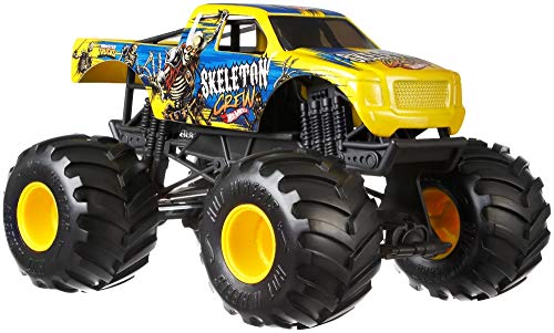 Hot Wheels Monster Trucks Skeleton Crew die-cast 1:24 Scale Vehicle with Giant Wheels for Kids Age 3 to 8 Years Old Great Gift Toy Trucks Large Scales