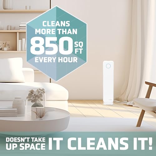 GermGuardian Air Purifier for Home, Large Rooms, H13 HEPA Filter, Removes Dust, Allergens, Smoke, Pollen, Odors, Mold, UV-C Light Helps Reduce Germs, 28 Inch, White, AC5350W