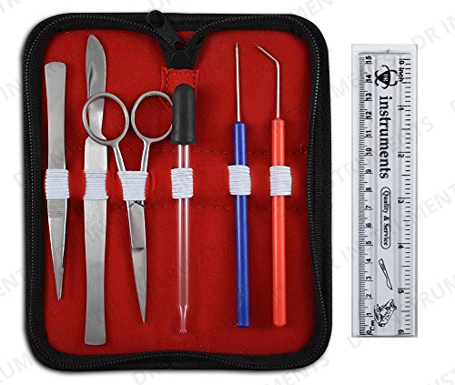 DR Instruments 65ZP Zippy Dissection Kit, Grade: 9 to 12, Stainless Steel Precision Ground Scissors and Super Sharp Scalpel (8 PC Kit), Concise Zippered Case