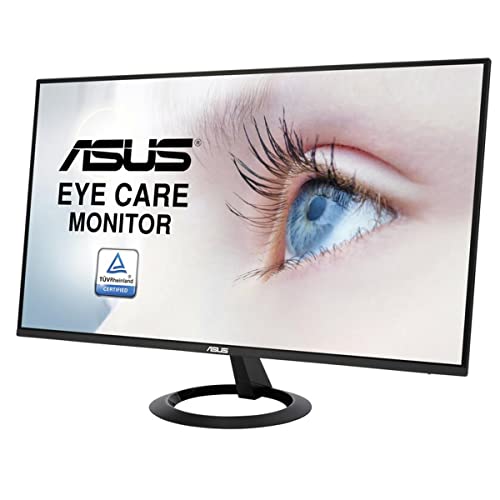 ASUS 23.8” 1080P Monitor (VZ24EHE) - Full HD, IPS, 75Hz, 1ms, Adaptive-Sync/FreeSync, Low blue light, Flicker free, Ultra-slim, VESA Mountable, Frameless, HDMI, VGA