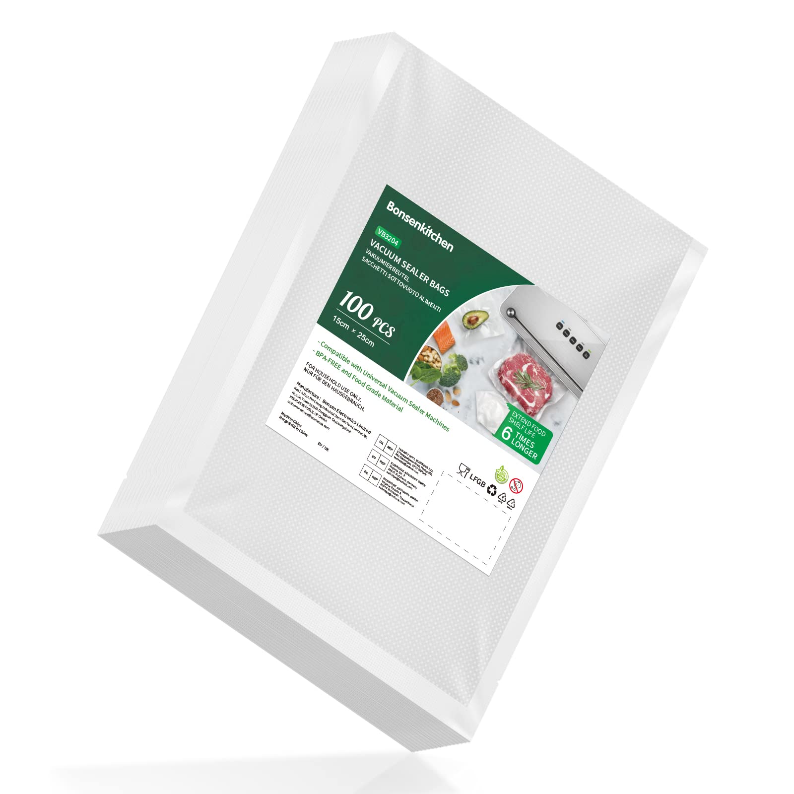 Bonsenkitchen Food Sealer Machine with 100 Pint 6" x 10" Sealer Bags