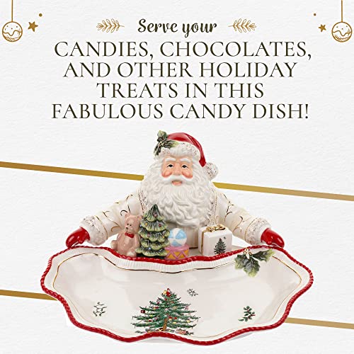Spode Christmas Tree Gold Collection, Figural Santa Dish, Gold, Holiday Décor, Decoration for Mantel, Candy Bowl, Made of Fine Earthenware, 12.25-Inch