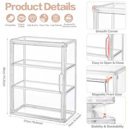 DILIBRA Plastic Wall Mount Organizer, Mountable Acrylic Display Case Storage Bin with Lid, Hanging Basket Storage Boxes Container Bin with Divider for Bathroom Kitchen Pantry Office