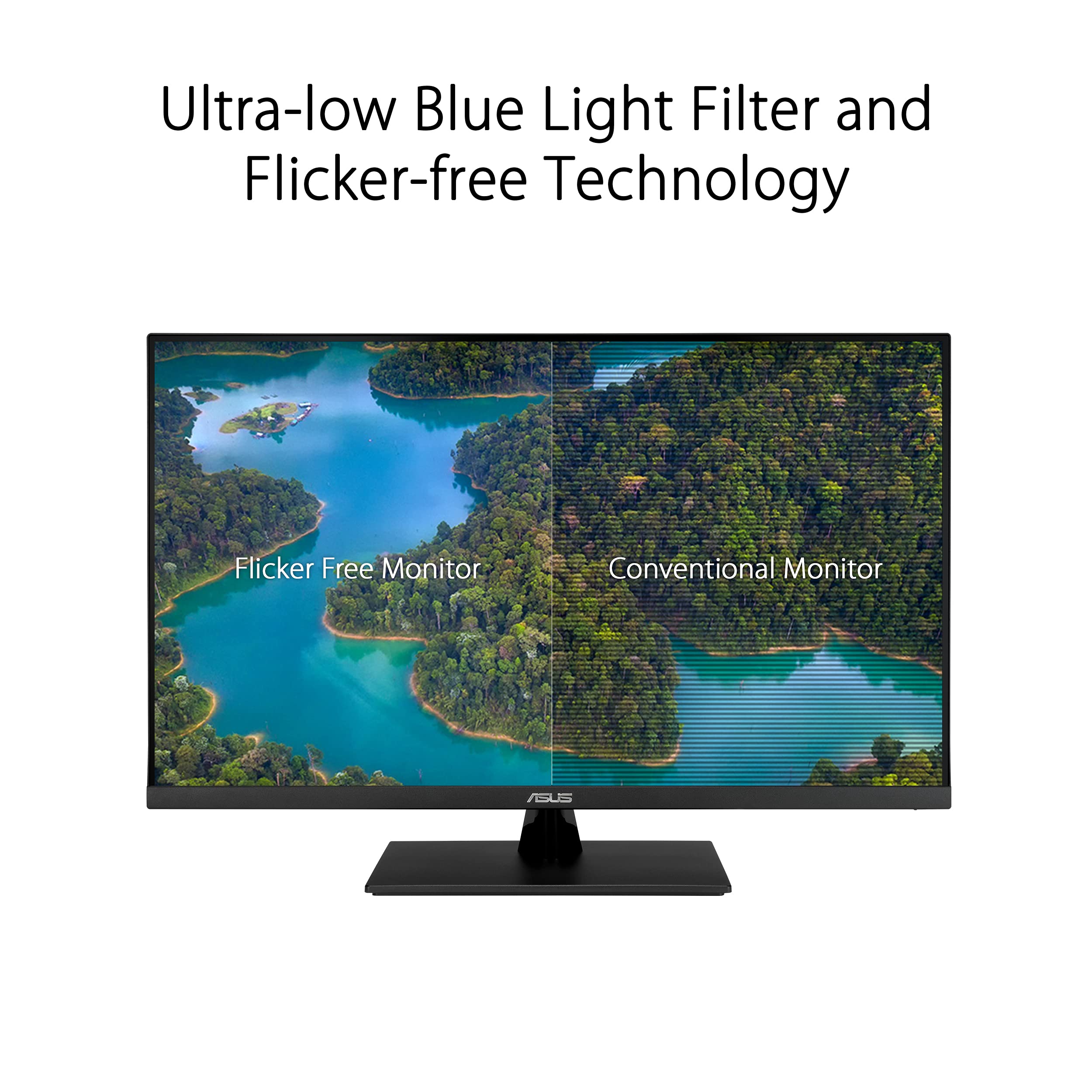 ASUS 31.5” 2K Monitor (VP32AQ) - WQHD (2560 x 1440), IPS, 100% sRGB, HDR10, 75Hz, Speakers, Adaptive-Sync/FreeSync, Low Blue Light, Eye Care, VESA Mountable, Frameless, DisplayPort, HDMI, Tilt,BLACK
