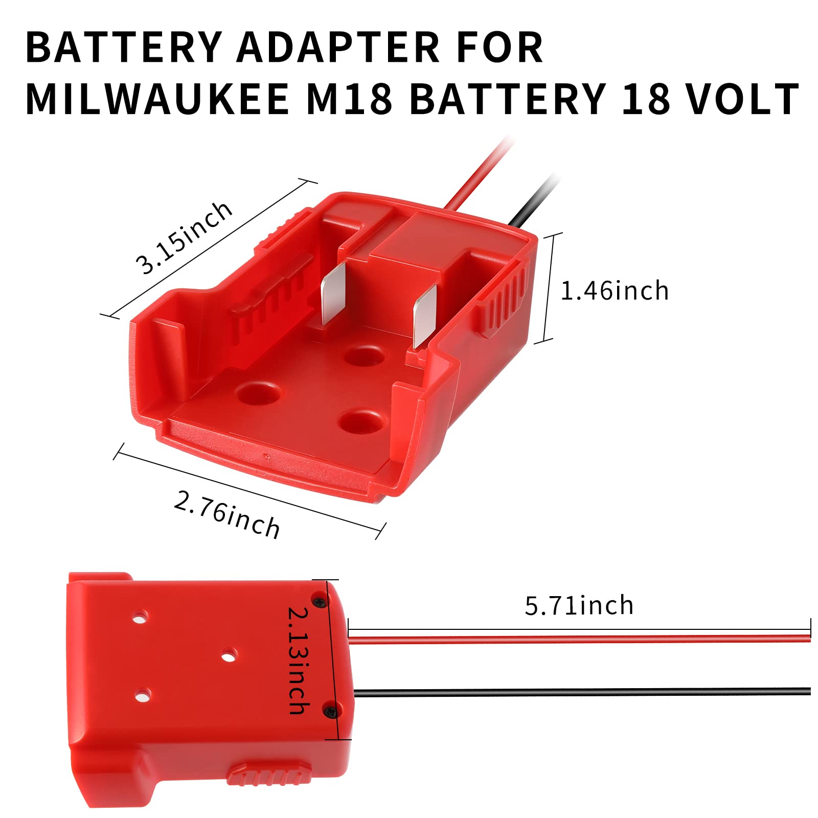Battery Adapter for Milwaukee, Huazu 2 Pack Power Wheels Adapter for Milwaukee M18 Battery 18V, Power Tool Battery Connector 12 Gauge Robotics (DIY)