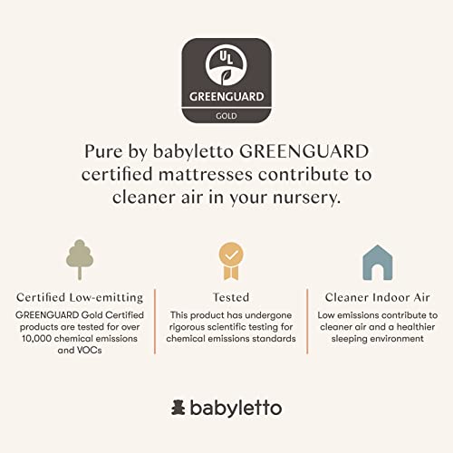 Babyletto Pure Core 4" Midi Crib Mattress, Hybrid Waterproof Cover, Lightweight, Greenguard Gold Certified
