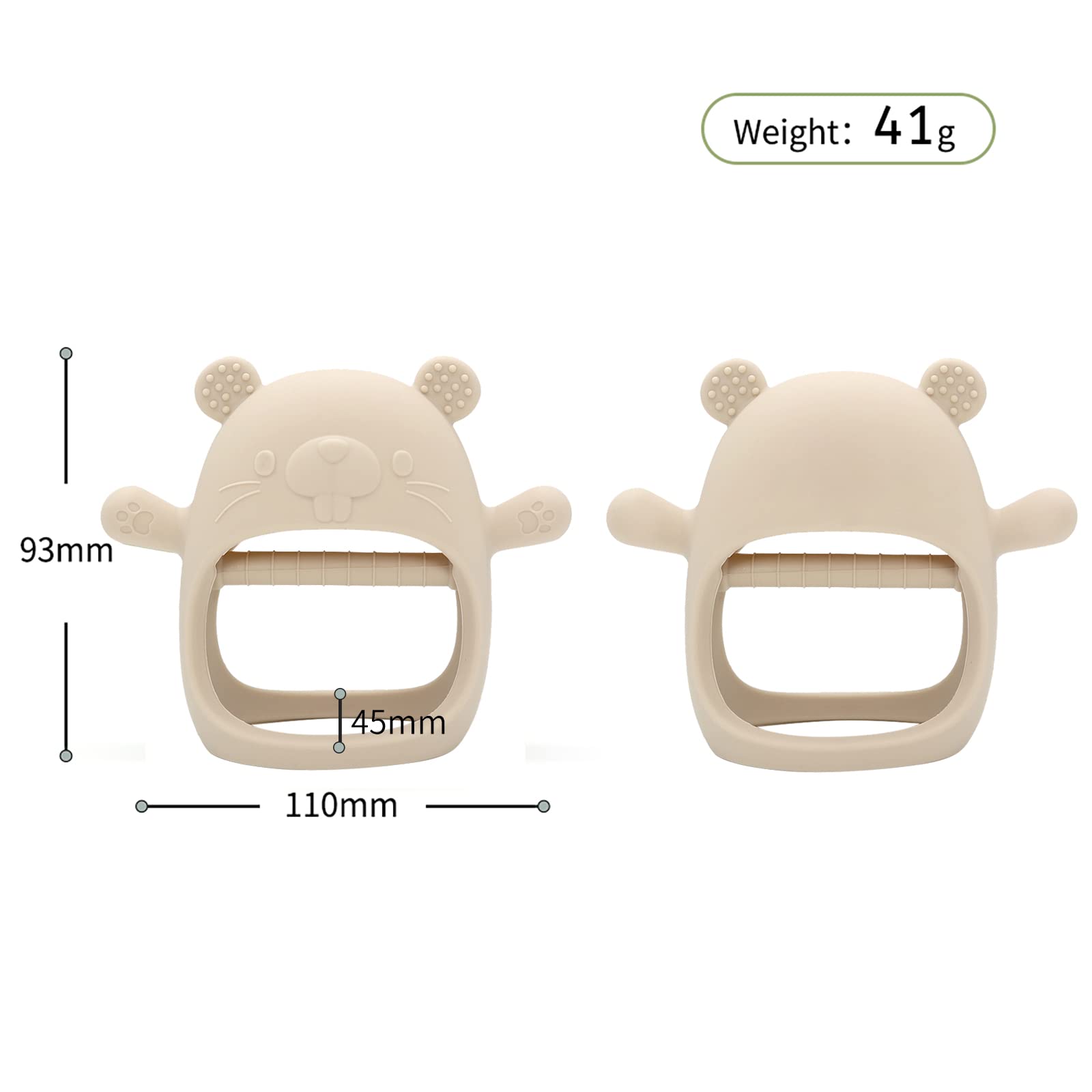 Baby Teether Toy, Anti-Drop Silicone Baby Mitten Teether for Soothing Teething Pain Relief, Baby Chew Toys for Sucking Needs, Groundhog(1 Packs)