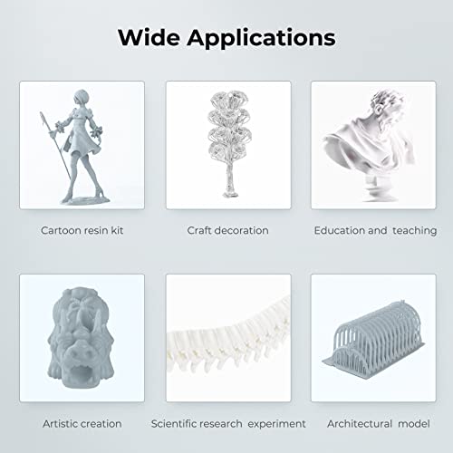 Creality 3D Printer Resin,1KG 405nm UV Curing Resin with High Precision Low Odor Quick Curing Standard Photopolymer Resin for LCD 3D Printers (Clear)