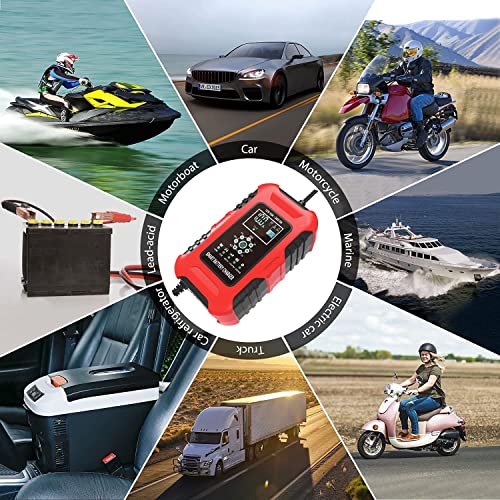 ATian 10-Amp Battery Charger, 12V/10A 24V/5A Smart Automatic Maintainer Trickle Charger with Temperature Compensation for Car Motorcycle Lawn Mower Lear-Acid AGM LiFePO4 Battery