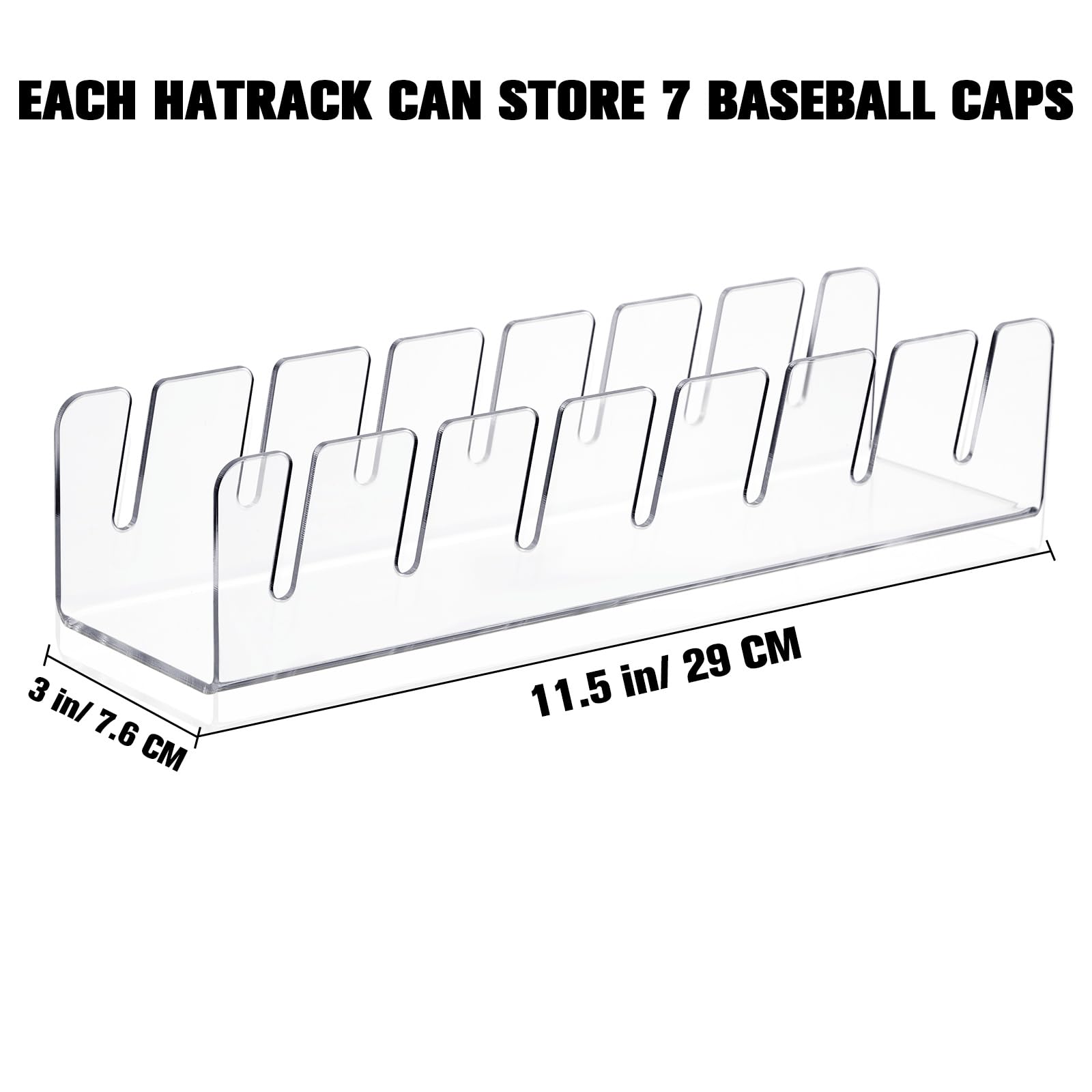 Dimber 4-Pack Hat Stand for Baseball Caps Display and Organizer, No Install Acrylic Hat Holder for 28 Baseball Caps , Hat organizer for bedroom(Clear)