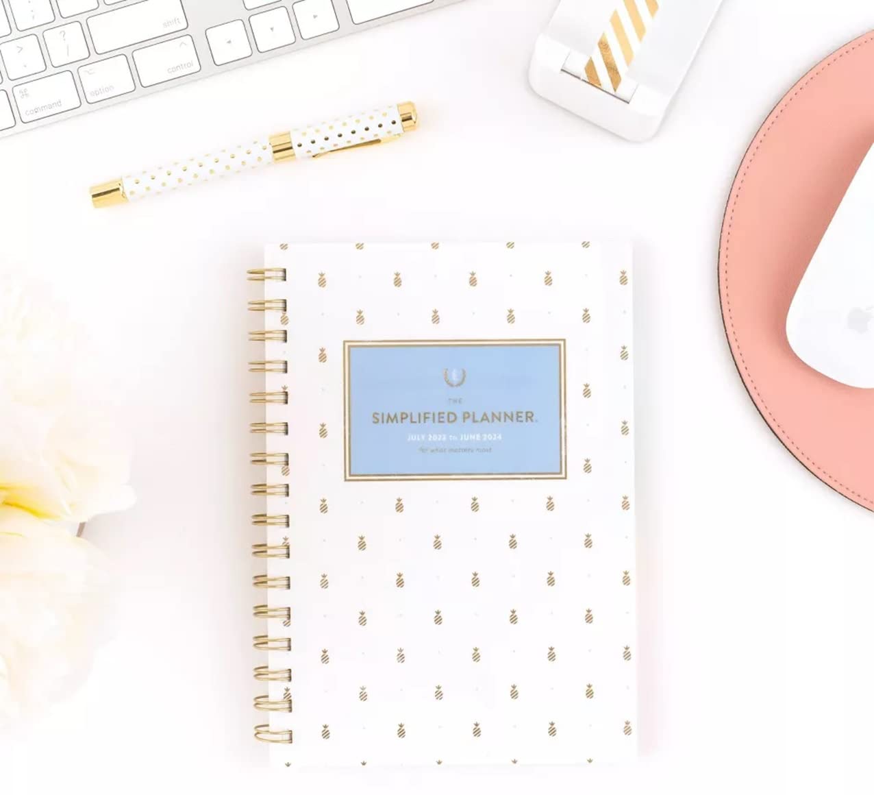 At-A-Glance Emily Ley Simplified Jul 2023 - Jun 2024 Planner 8.5"x5.375", Weekly/Monthly, Pineapple
