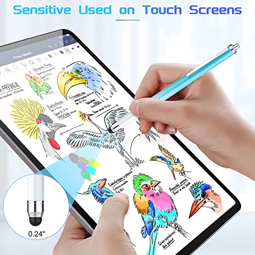 CFDXK Stylus Pens for Touch Screens,3-Pack Capacitive Stylus Compatible for iPad iPhone Tablets Samsung Galaxy with 12 Extra Replaceable Tips (Pink, Blue, Purple)