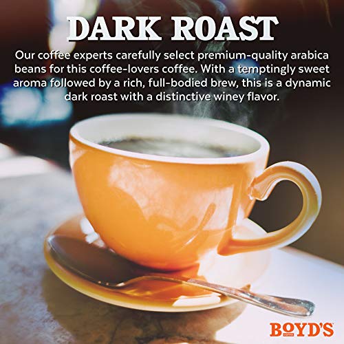 Boyd's Coffee French No. 6 Coffee –Ground Dark Roast– Blended from 100% Arabica – Rich & Full-Flavored – Single Cup - Pack of 12.