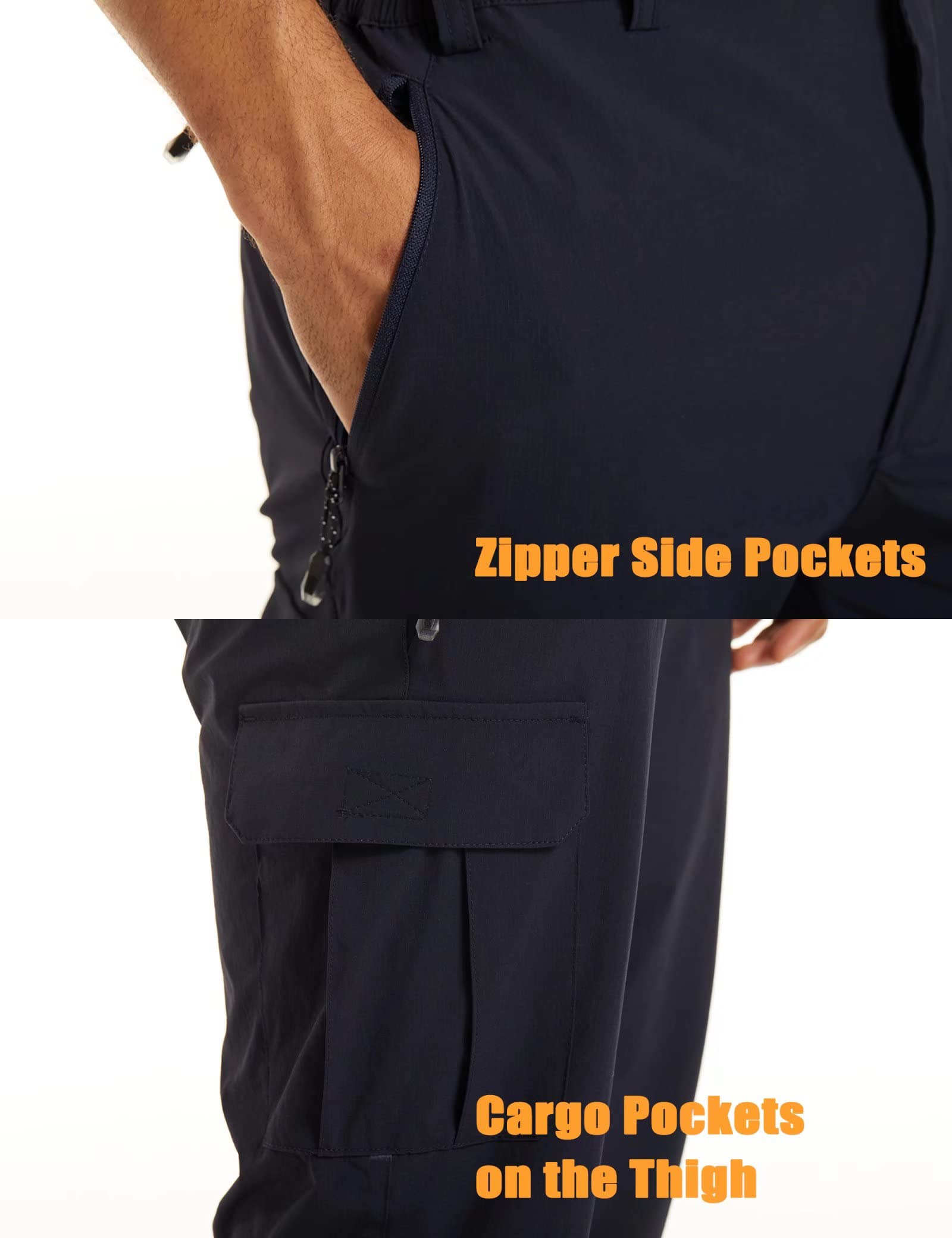 BIYLACLESEN Mens Cargo Pants Fishing Pants for Men Quick Dry Pants Mens Hiking Pants Summer Pants for Men Dark Grey