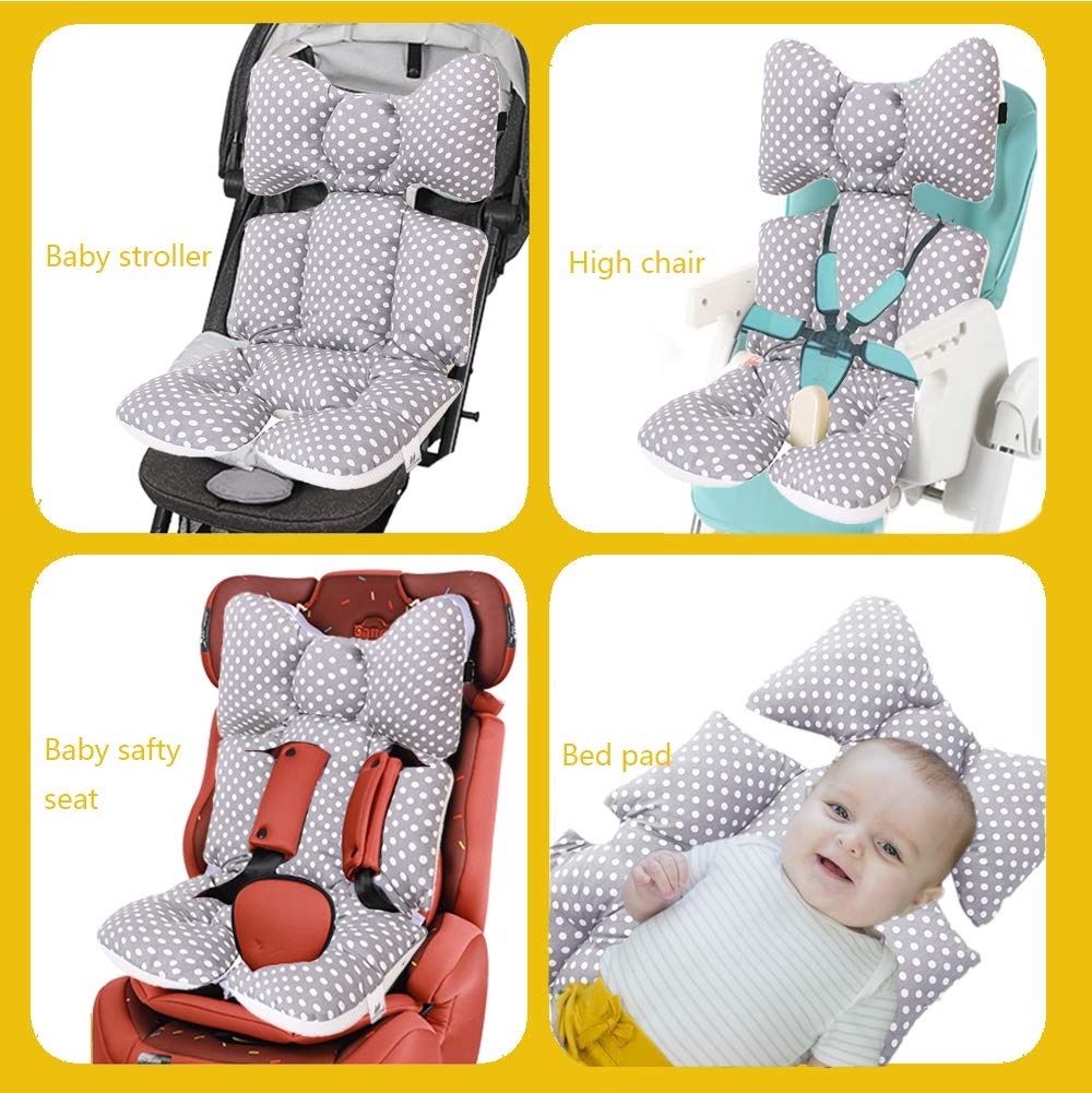 Baby Seat Pad Liner for Stroller, Breathable 3D Air Mesh Cotton Cushion Pad (Gray Point)