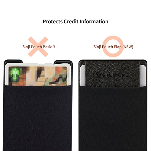 Sinjimoru Secure Card Holder for Back of Phone, Stretchy Fabric Cell Phone Wallet Stick On Credit Card Case for iPhone & Android. Sinji Pouch Flap Grey