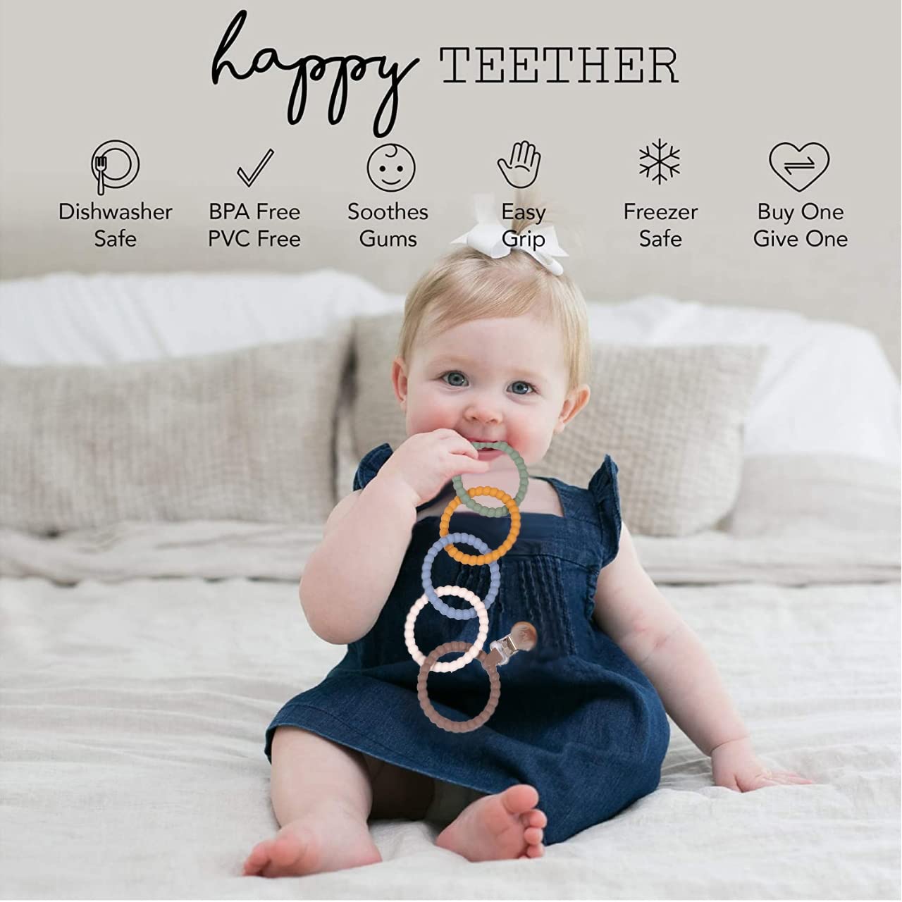 Baby Teething Toys, Silicone Baby Teether Freezer BPA Free,with Pacifier Clip Soothe Babies Teething Relief Sore Gums,CPC Certified Brand: MG marmina (Purple)