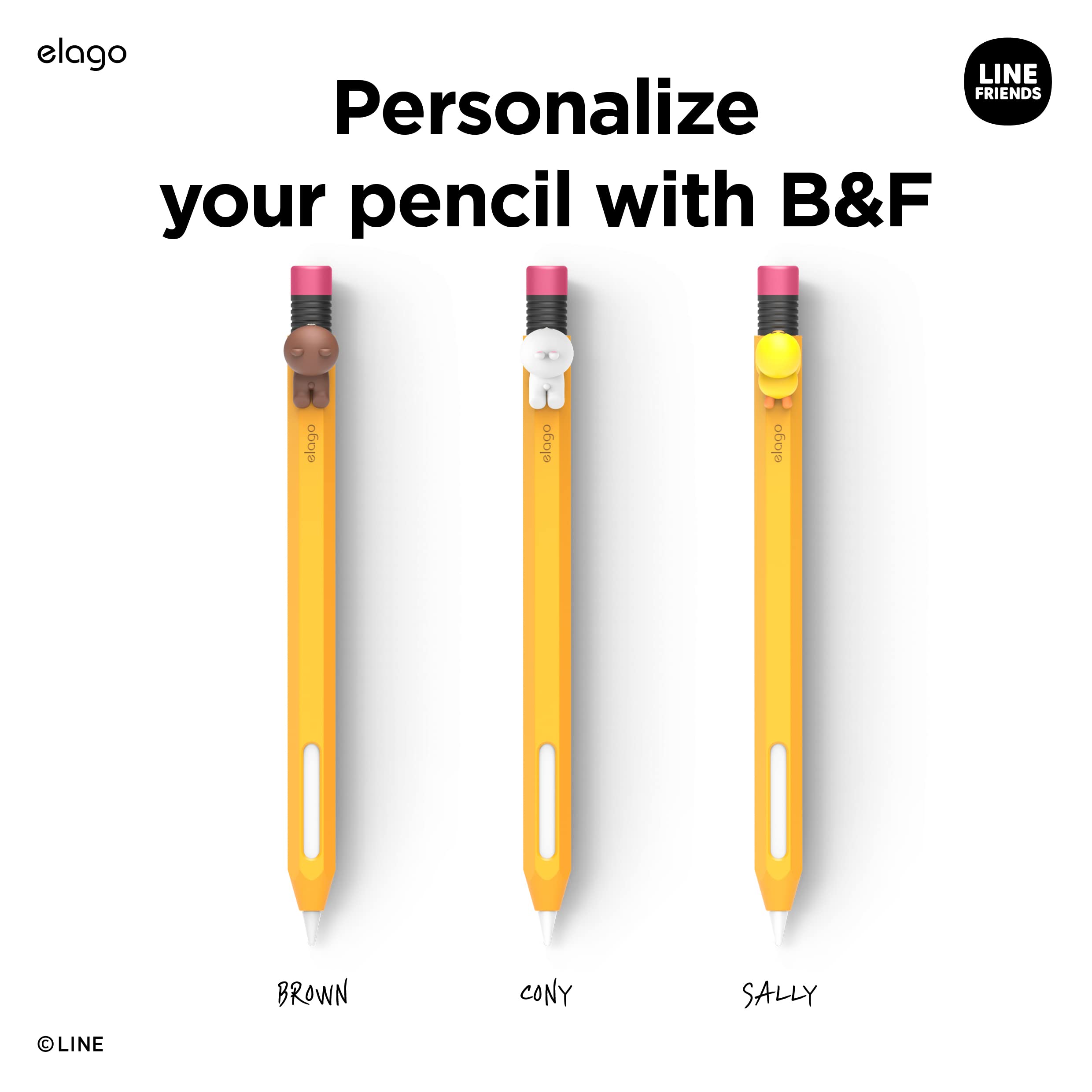 elago | LINE Friends Compatible with Apple Pencil Pro Case & Apple Pencil 2nd Generation Case, Compatible with Magnetic Charging, Double Tap, Squeeze, Haptic [Sally]