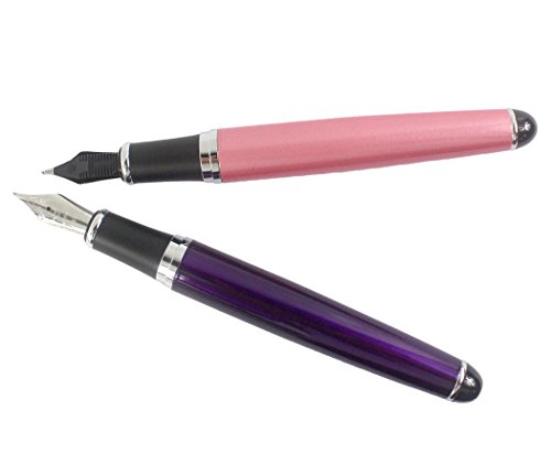 Sipliv 2PCS Jinhao X750 Fountain Pen in 2 Colors with Ink Refill Converter, Purple & Pink