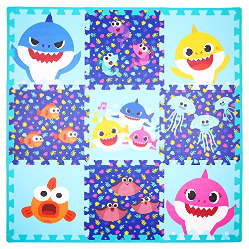 Baby Shark's Big Show! Kids Foam Mat, Interlocking Puzzle Non Slip Exercise Play Mat Flooring Tiles, Multi, 36 x 36 Inches, 9 Tiles